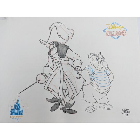 Disney | Other | Disney Captain Hook Mr Smee Character Sketch Of The Month Wdw 999 Wcoa | Poshmark